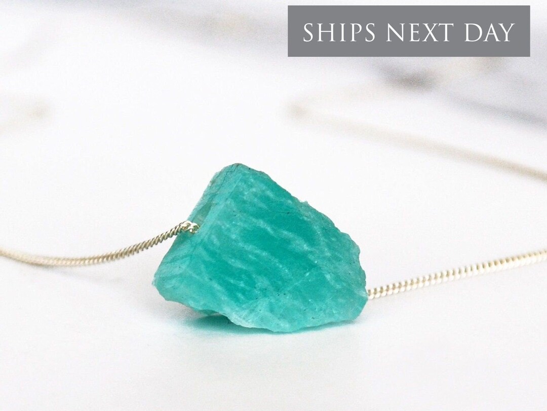 Amazonite Necklace, Raw Amazonite Stone Layering Necklace, Boho ...
