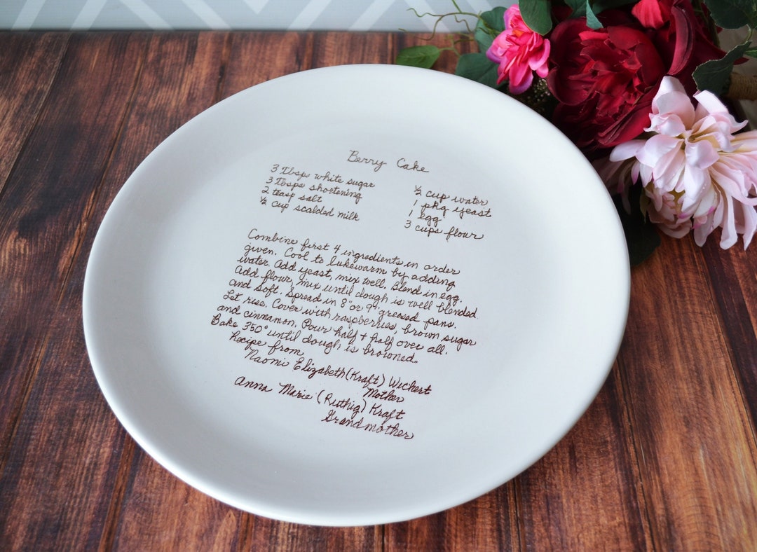 Ceramic Handwritten Recipe Plate Gift, Family Recipe Platter, Gift for ...