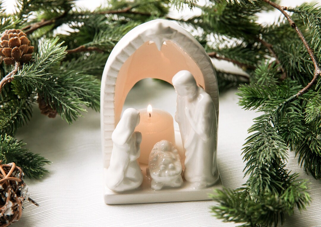 Personalized Nativity Set, Nativity Scene With Candle, Nativity Votive ...