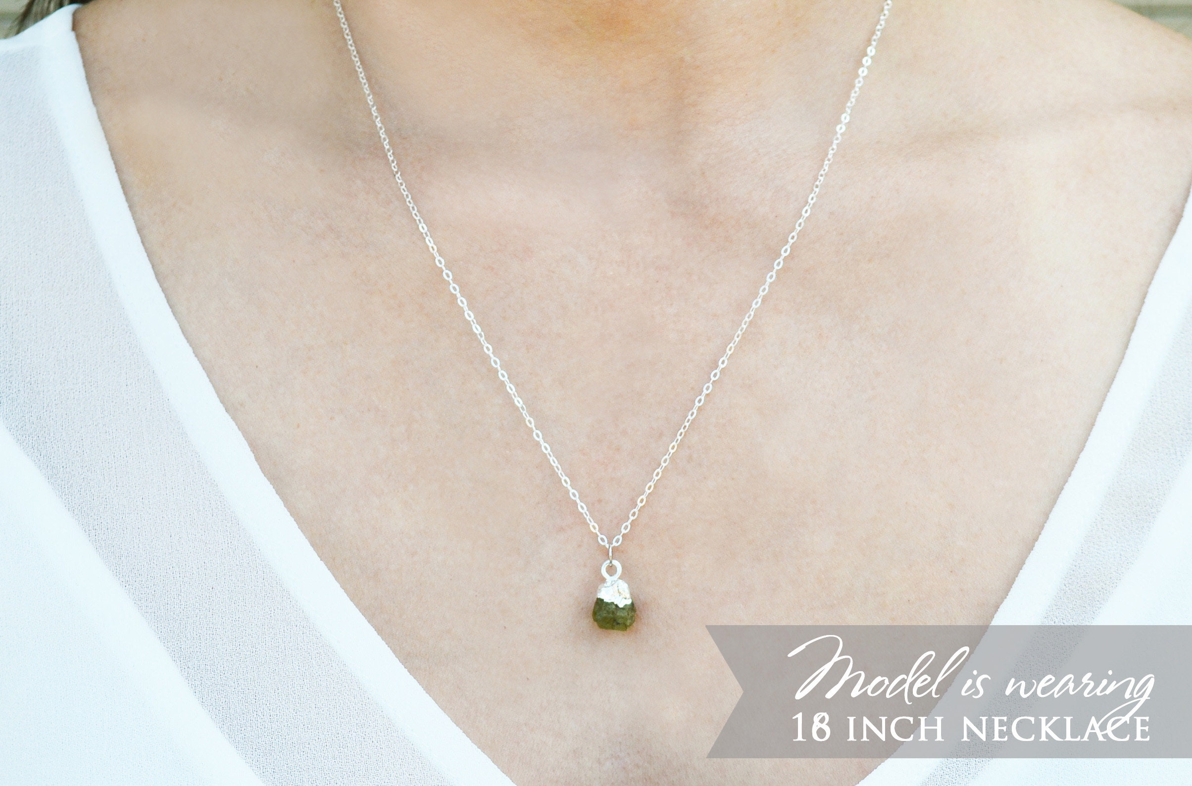 Peridot Raw Birthstone Necklace August Birthstone Necklace | Etsy