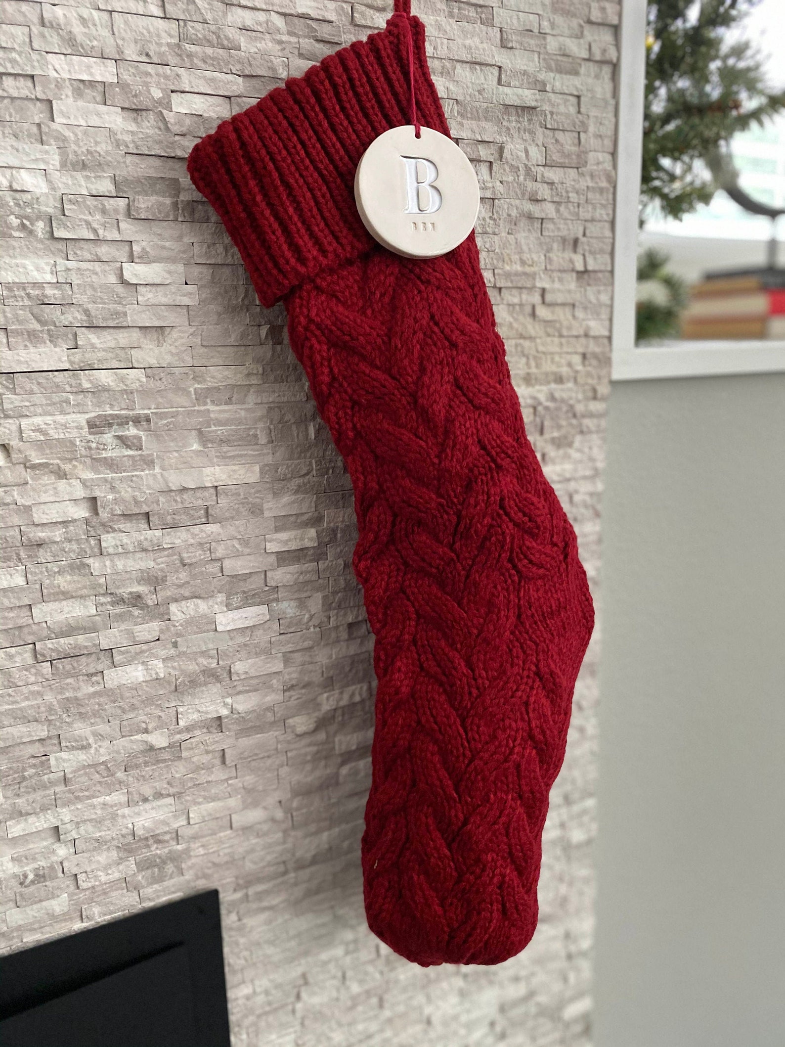 Personalized RED Christmas Stocking Knitted Holiday Stocking - Etsy