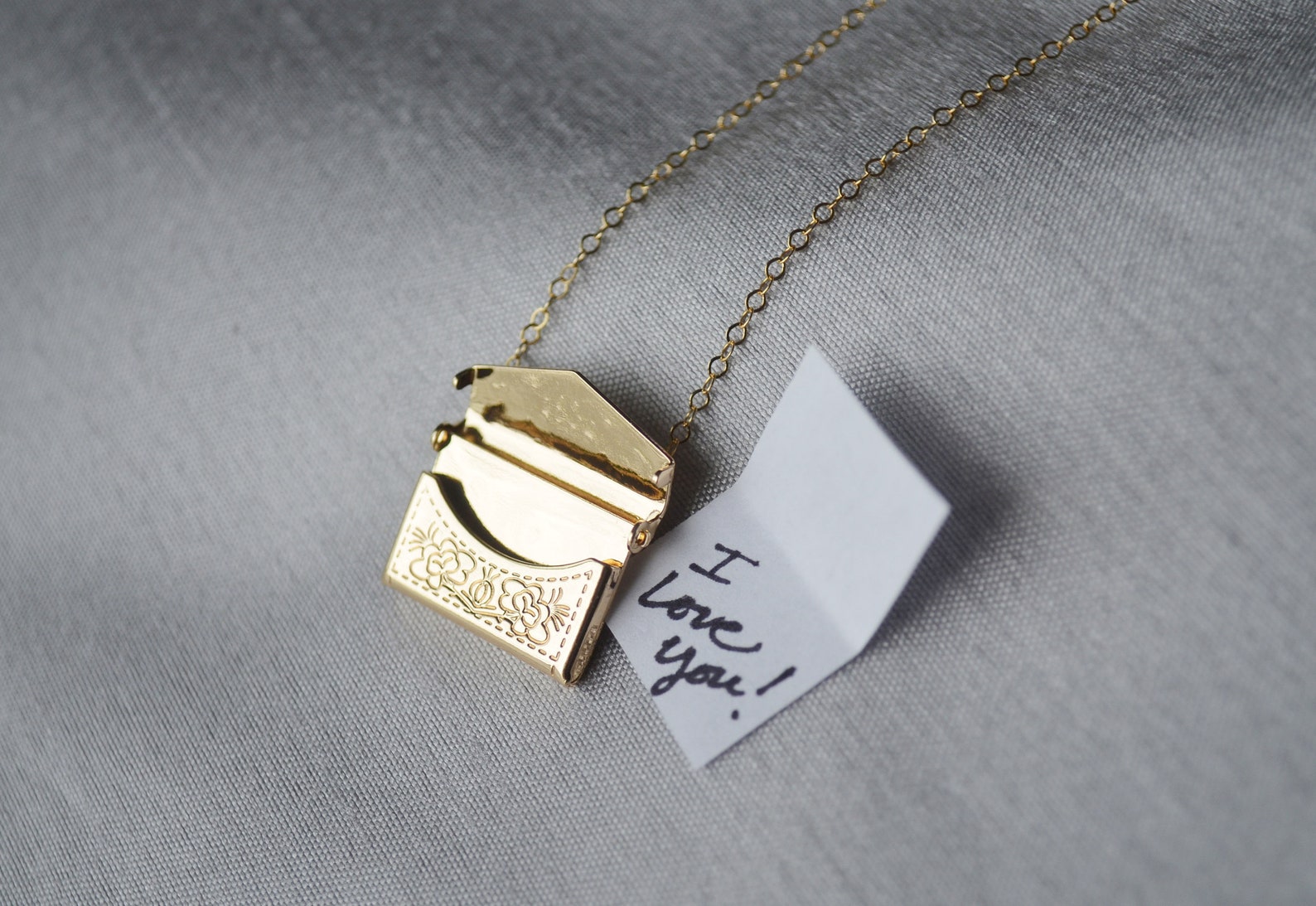 Envelope Locket Necklace Letter Locket Gift for Her Gift - Etsy