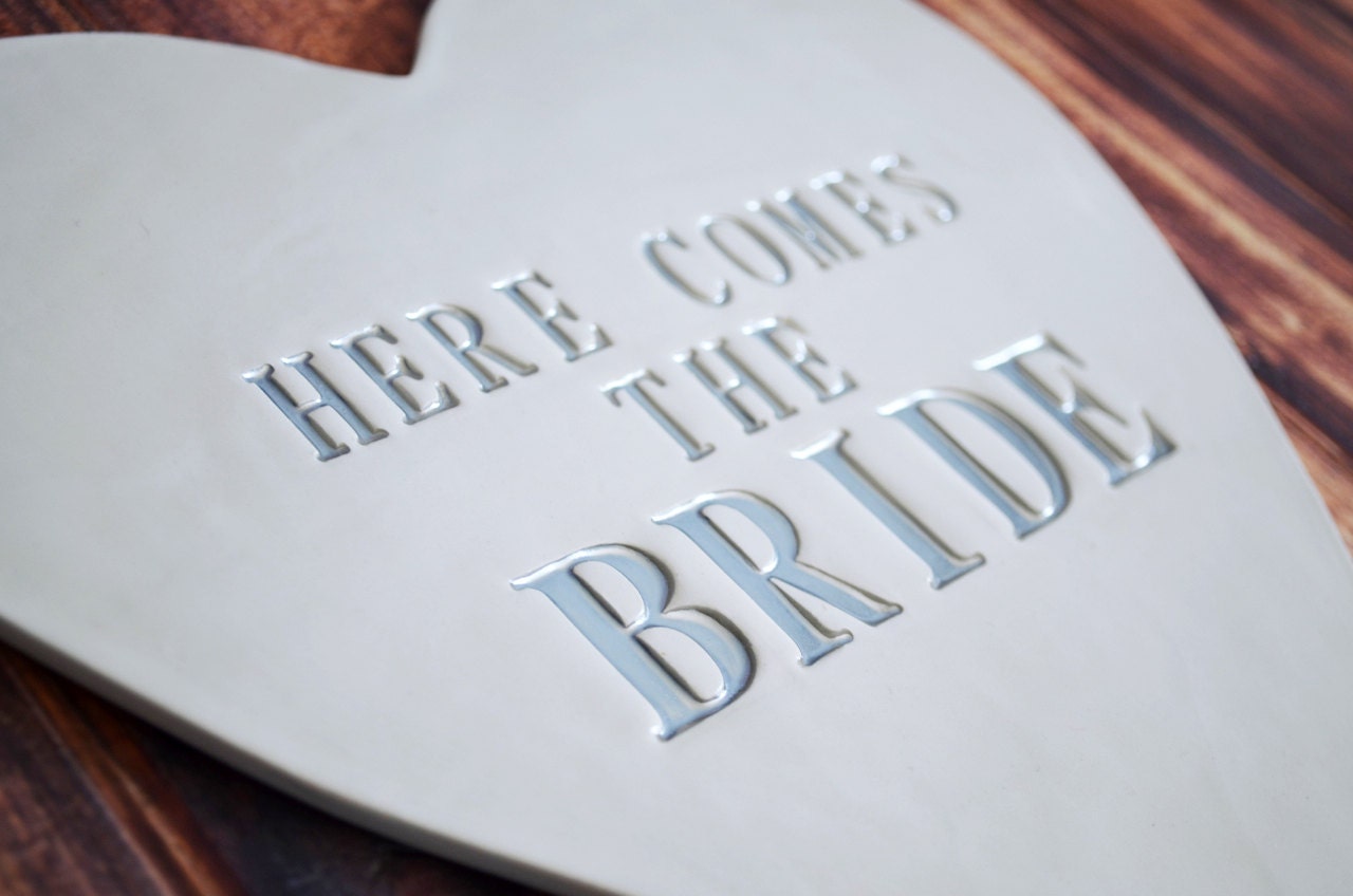 Here Comes The Bride Heart Wedding Sign to carry down the | Etsy