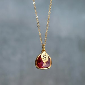 Personalized Ruby Necklace, Bridesmaid Necklace, July Birthstone ...