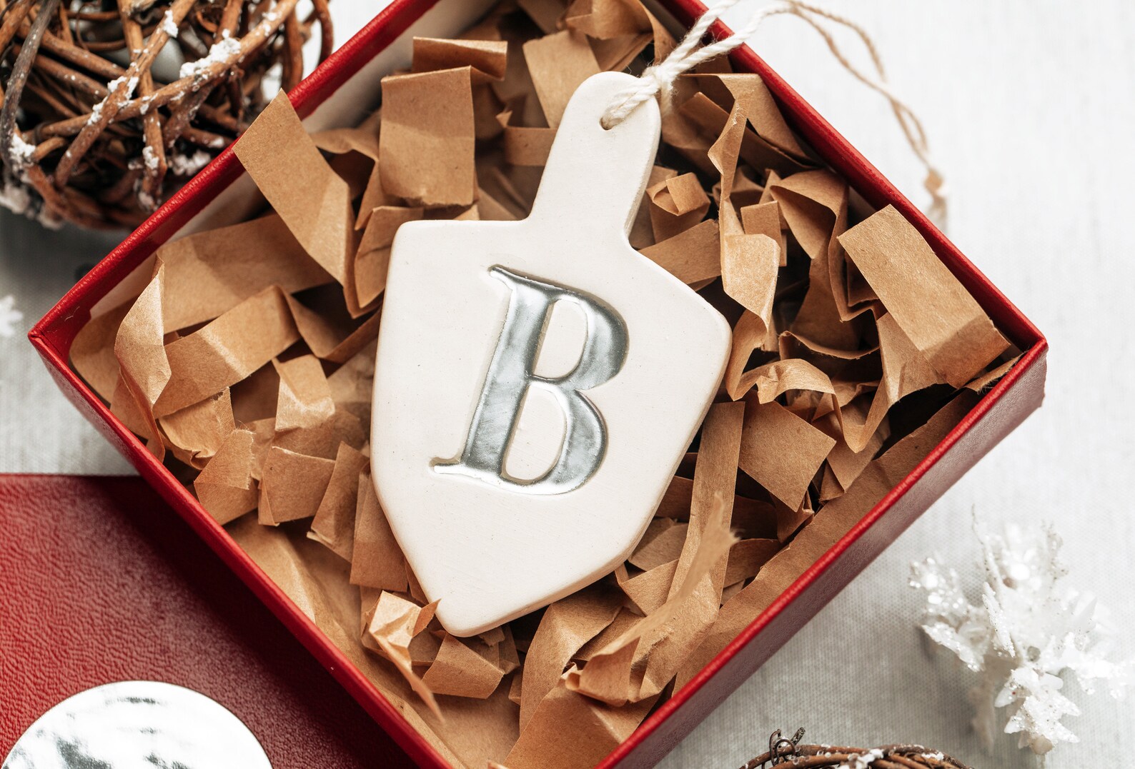 Set of 4 Personalized Dreidel Hanukkah Ornaments With Initials - Custom ...