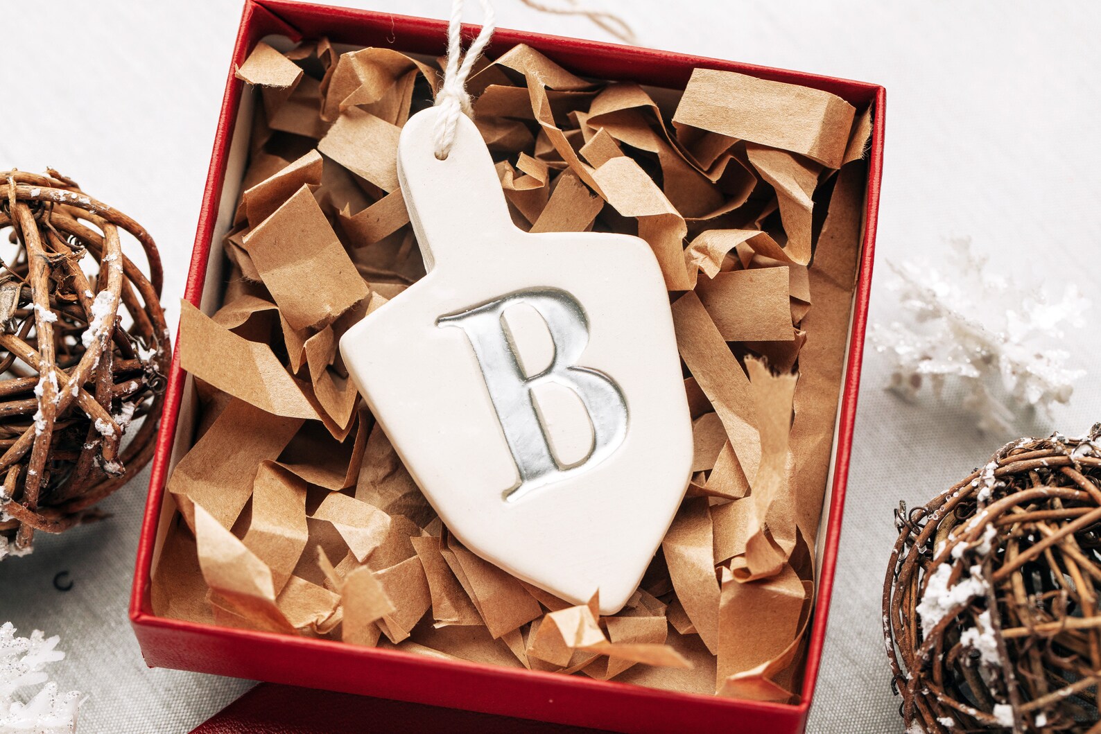 Set of 2 Personalized Dreidel Hanukkah Ornaments With Initials - Custom ...