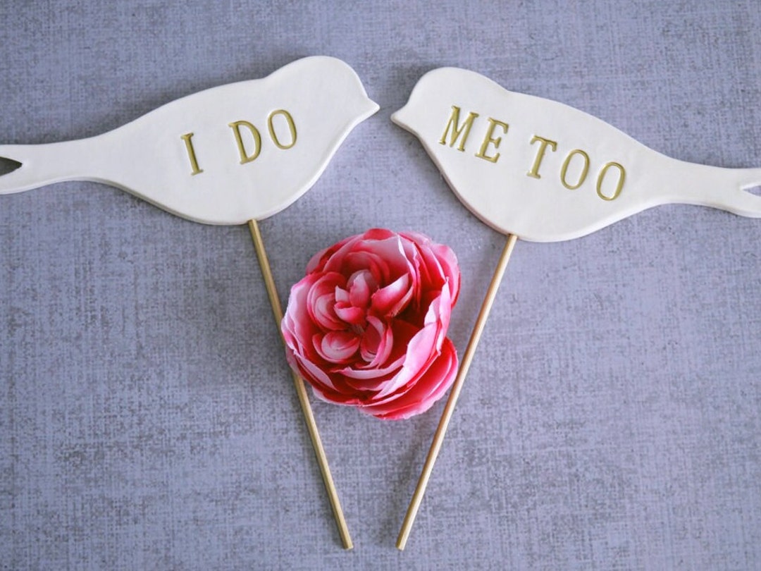 I Do Me Too - Bird Wedding Cake Toppers - READY TO SHIP - Gold, Silver ...