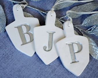 Set of 2 Personalized Dreidel Hanukkah Ornaments With Initials | Etsy