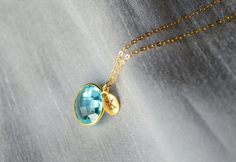 December Birthstone Necklace, Blue Topaz Necklace, 18K Gold or Sterling ...
