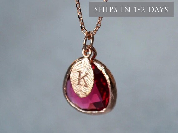Personalized Ruby Necklace Bridesmaid Necklace July - Etsy