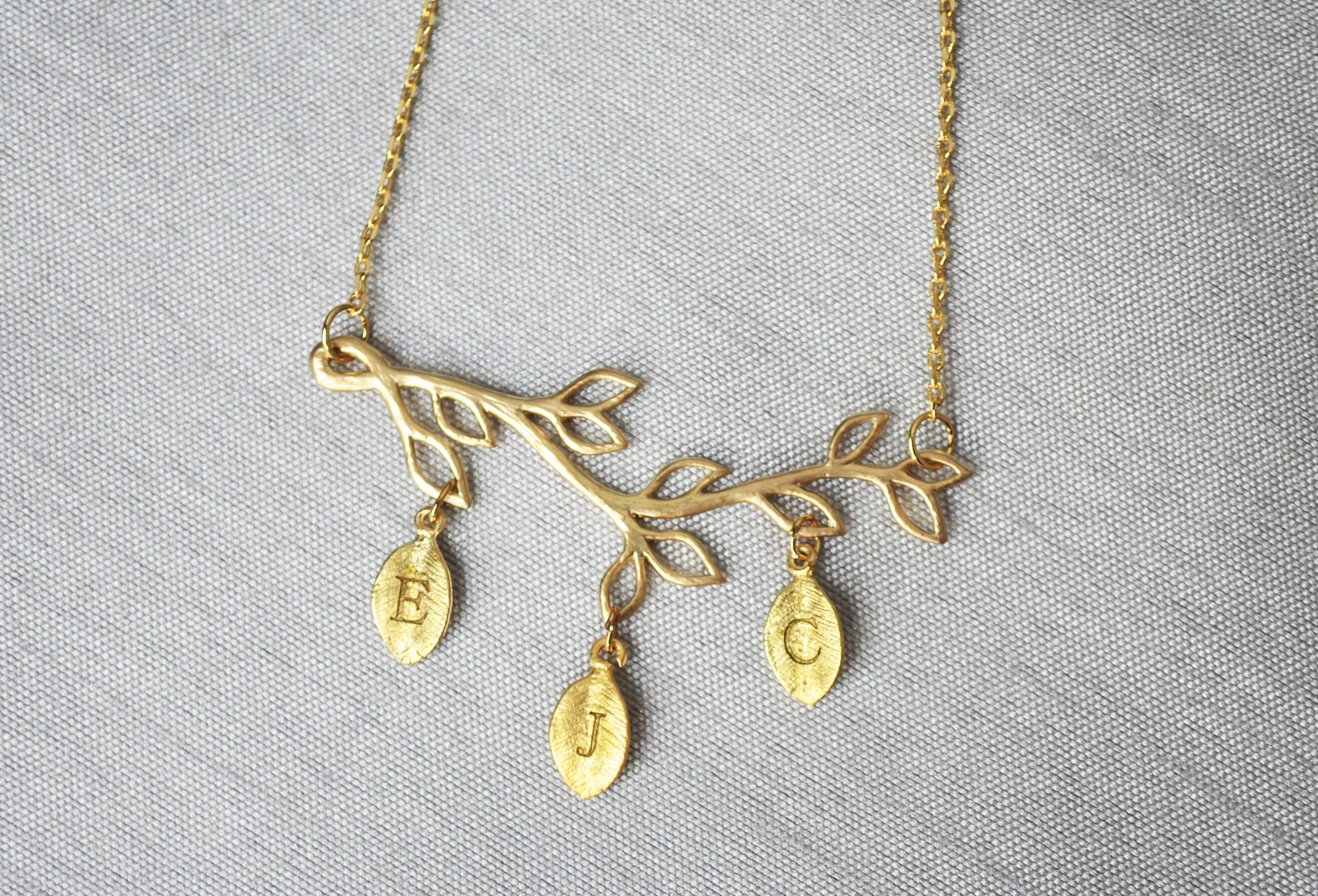 Silver Birthstone Necklace Family Tree Necklace Initial | Etsy