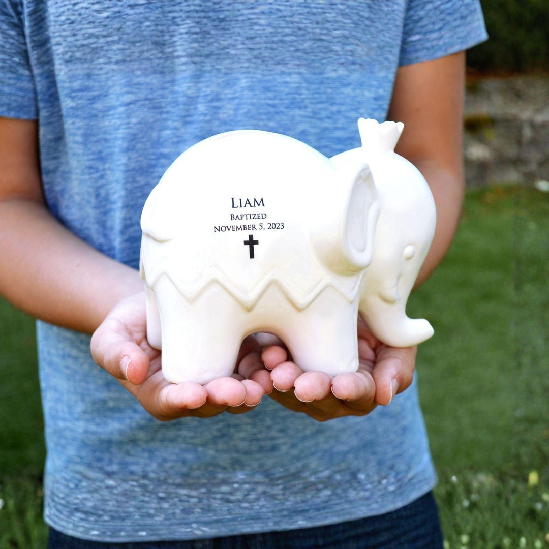 Baptism Gift, Personalized Elephant Bank, Baby Gift, Confirmation Gift ...