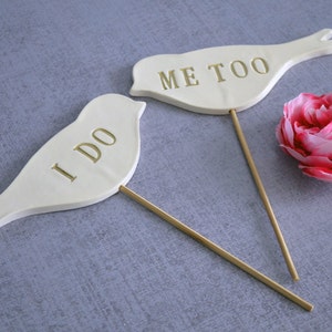 I Do Me Too - Bird Wedding Cake Toppers - READY TO SHIP - Gold, Silver ...