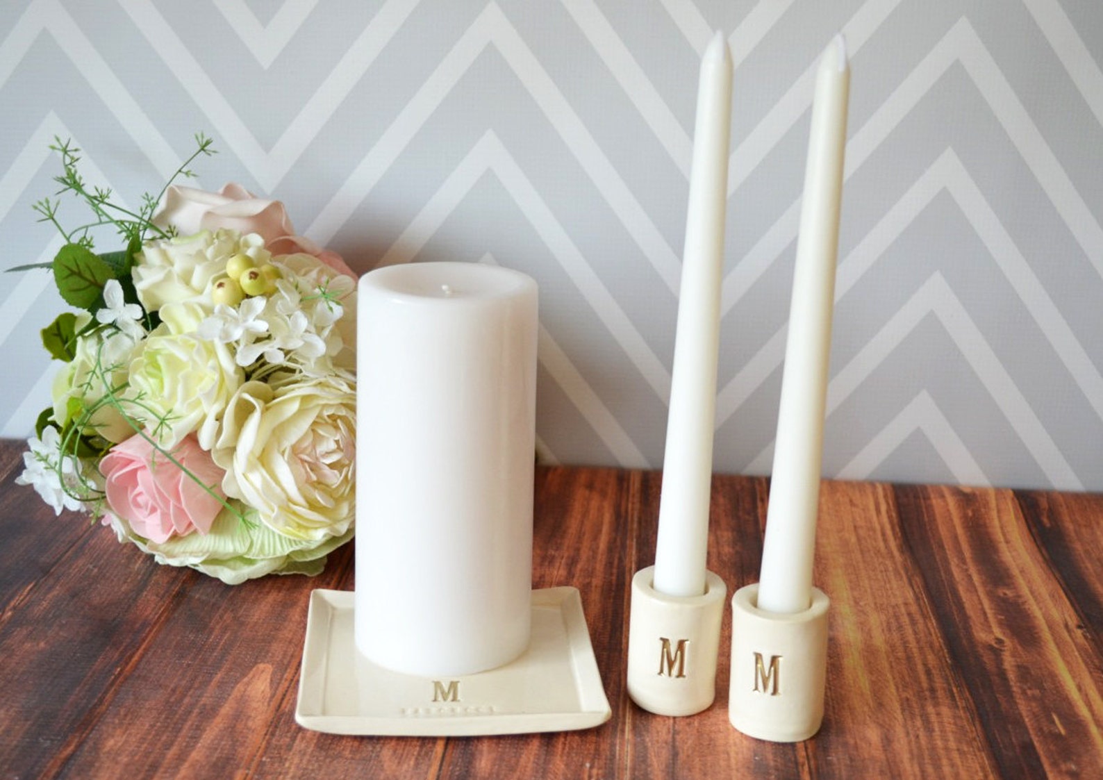 PERSONALIZED Unity Candle Set With Ceramic Candle Holders and - Etsy