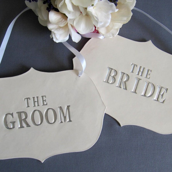 Bride and Groom Chair Signs - Etsy