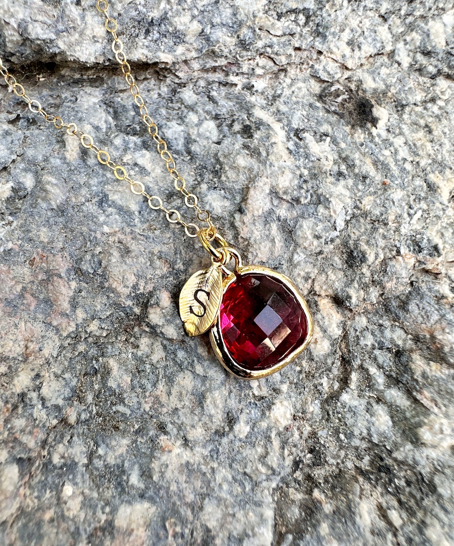 Personalized Ruby Necklace, Bridesmaid Necklace, July Birthstone ...