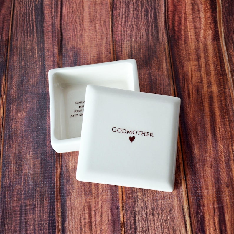 Godmother Gift - Square Keepsake Box - Godparent Gift for Baptism ...