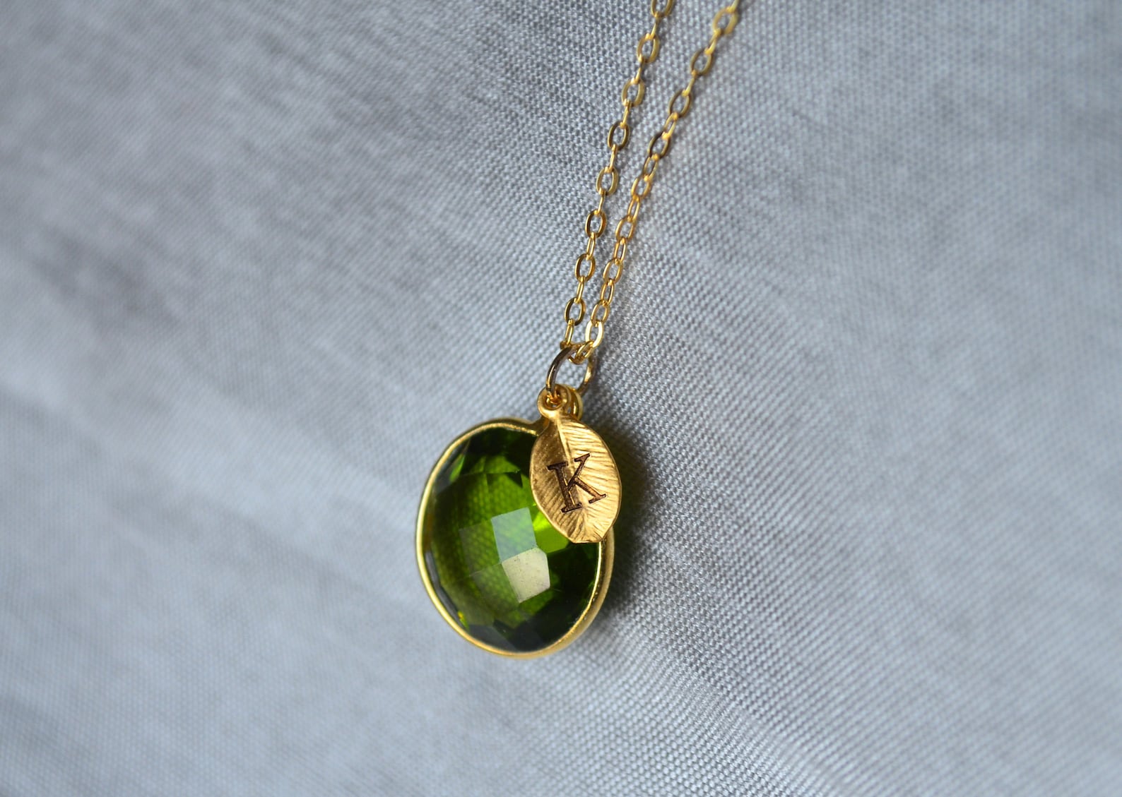 August Birthstone Necklace, Peridot Necklace, 18K Gold or Sterling ...