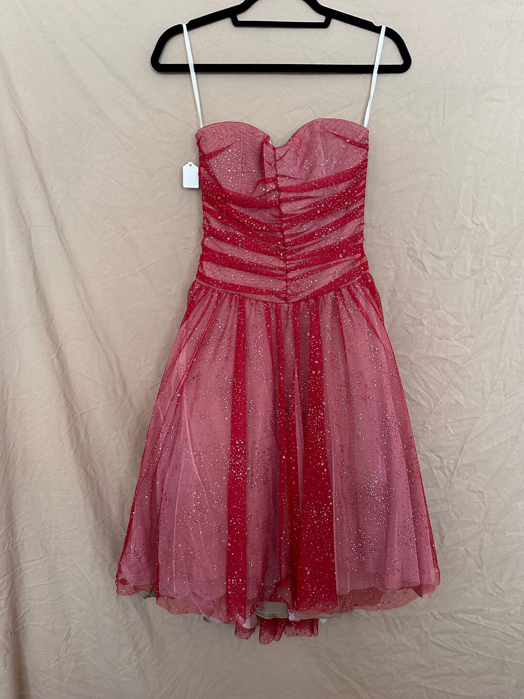 90s Y2K Prom Homecoming Dance Sparkle Tulle Poofy Strapless Dress Gown ...