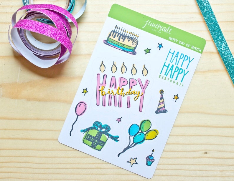 Happy Birthday Sticker Sheet - Etsy