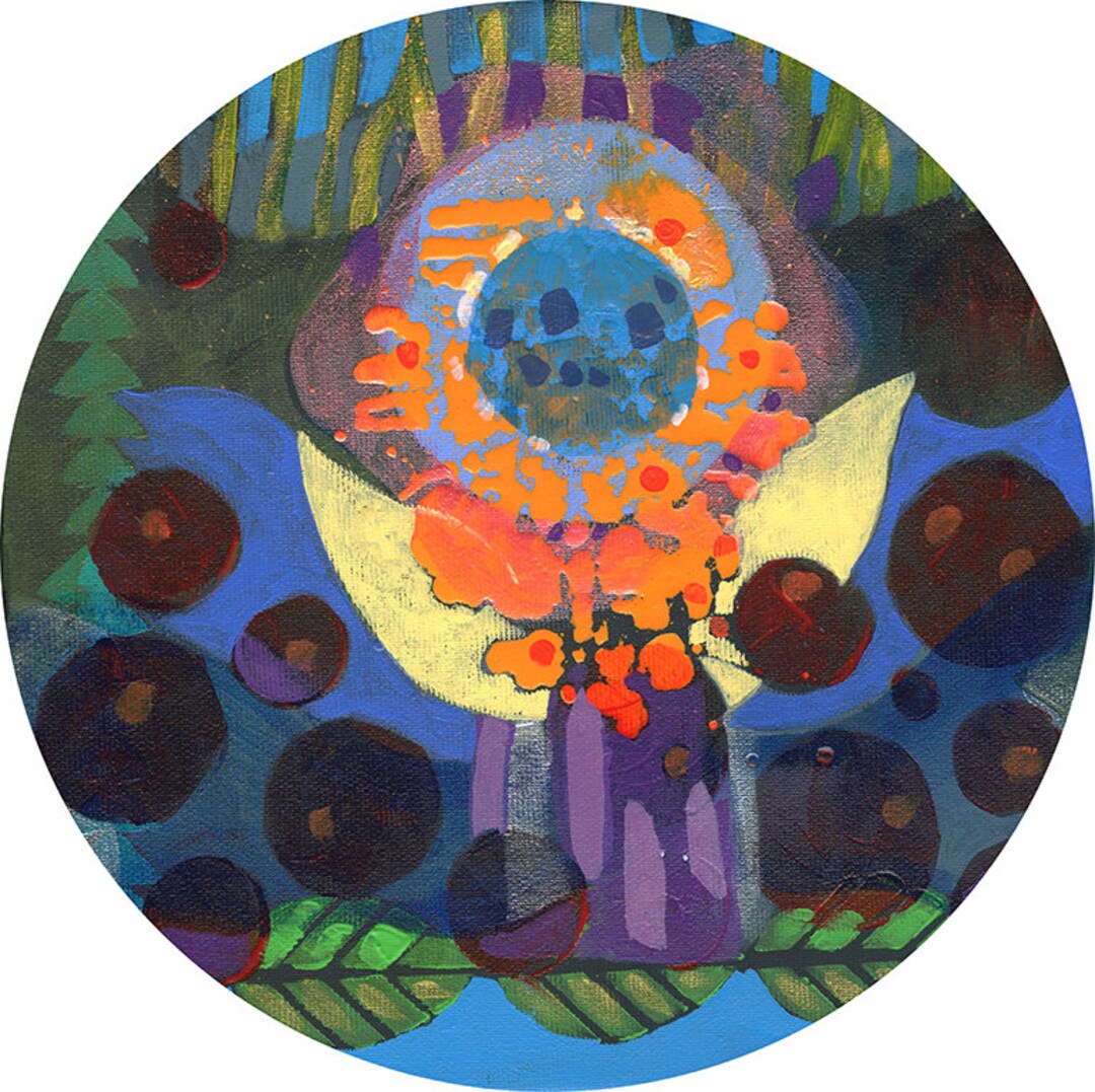 Angel Painting | Angel on a Moonlit Night | Round Art | Modern ...