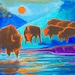 Seven Bison Yellowstone Sunrise Painting (010a) - Etsy