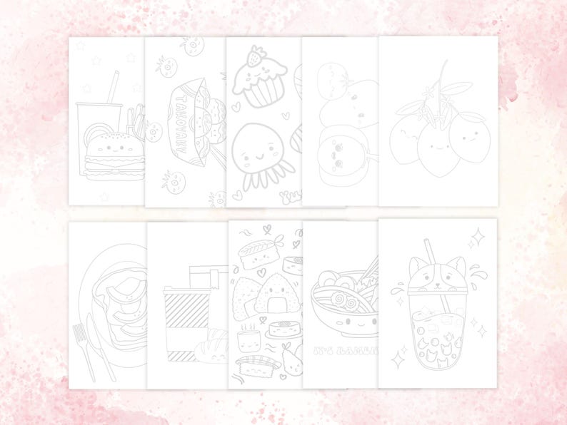 Kawaii Food Doodle Tracing Worksheet: Procreate Practice (PDF, PNG ...