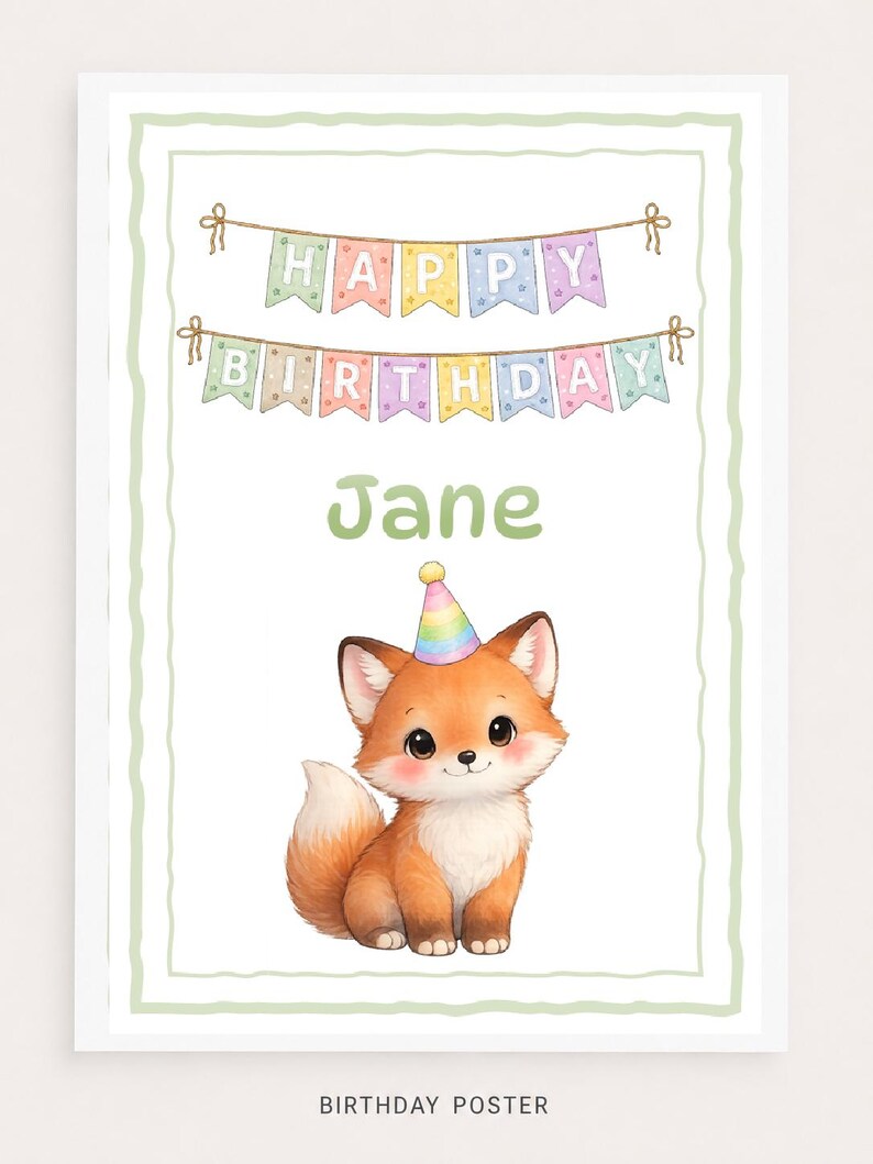 Fox Birthday Party Set | Personalized Printable Birthday Decorations ...