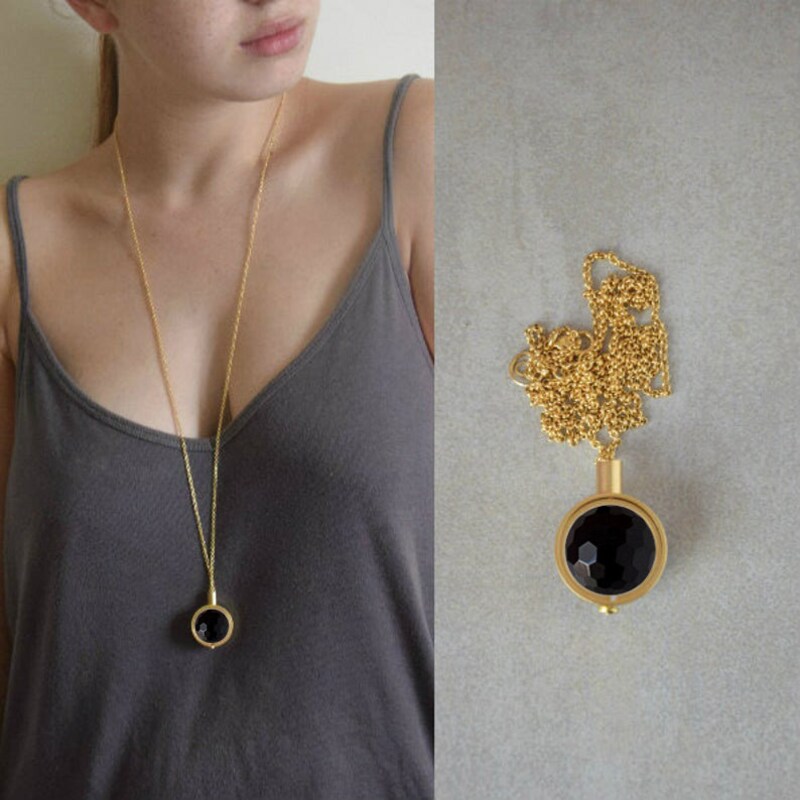 Long Gold Pendant - Etsy