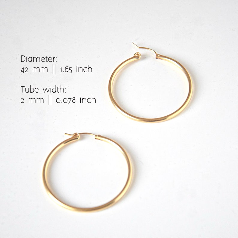 Big Gold Hoops Classic Gold Hoops Latch Back Hoops - Etsy