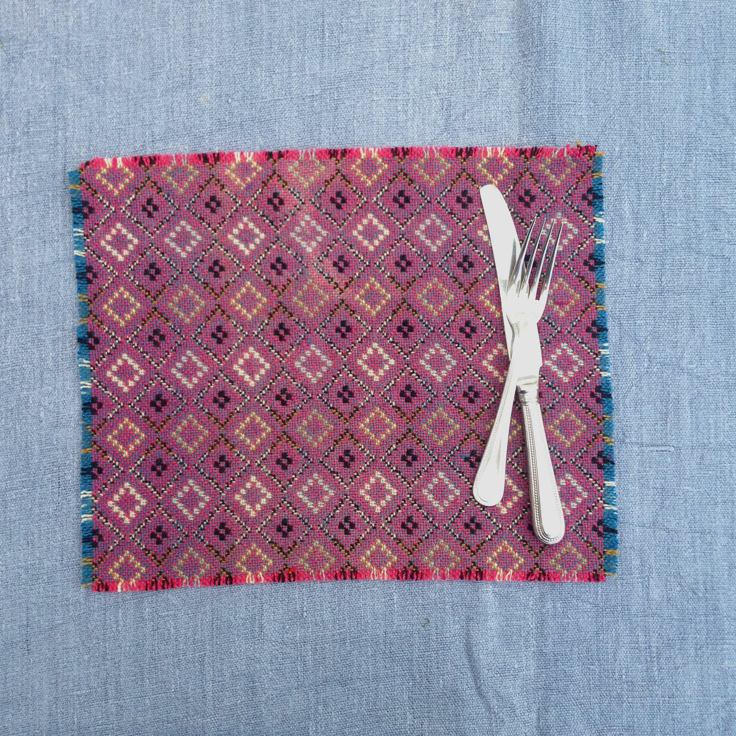 Welsh Tapestry Place Mats Teal Pink Gold | Etsy