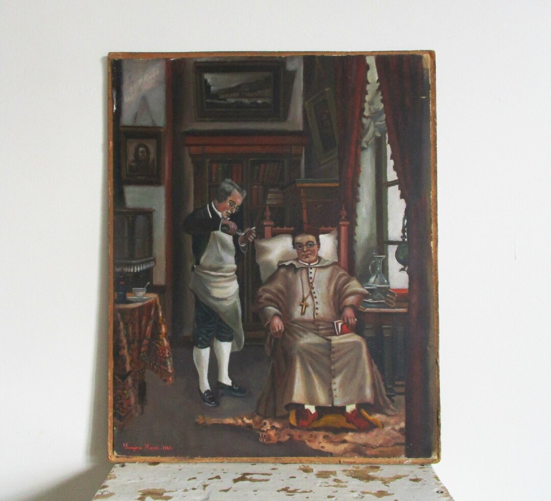 Antique Vintage French Oil Painting on Panel 1940s Signed Still Life ...