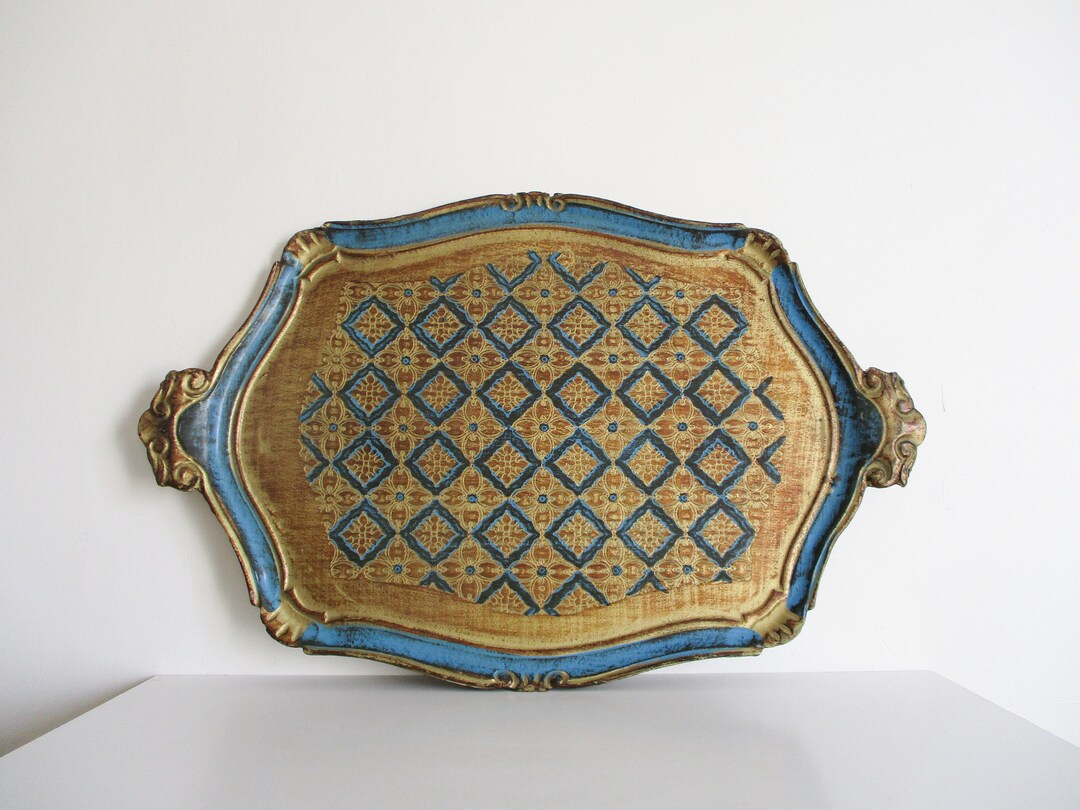 Vintage LARGE Wooden Florentine Tray 1970s, Italian Wood Home Decor ...