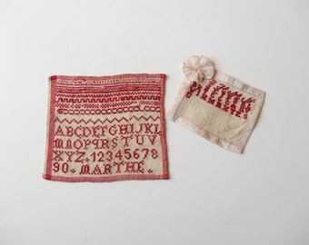 1900 Antique French Alphabet Sampler, Abecedaire, Red Embroidery, - Etsy