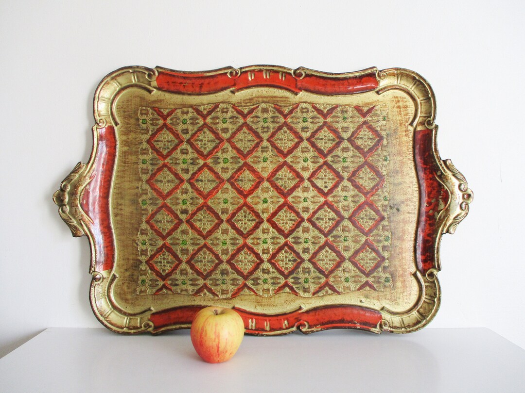 Vintage LARGE Wooden Florentine Tray 1970s, Italian Wood Home Decor ...