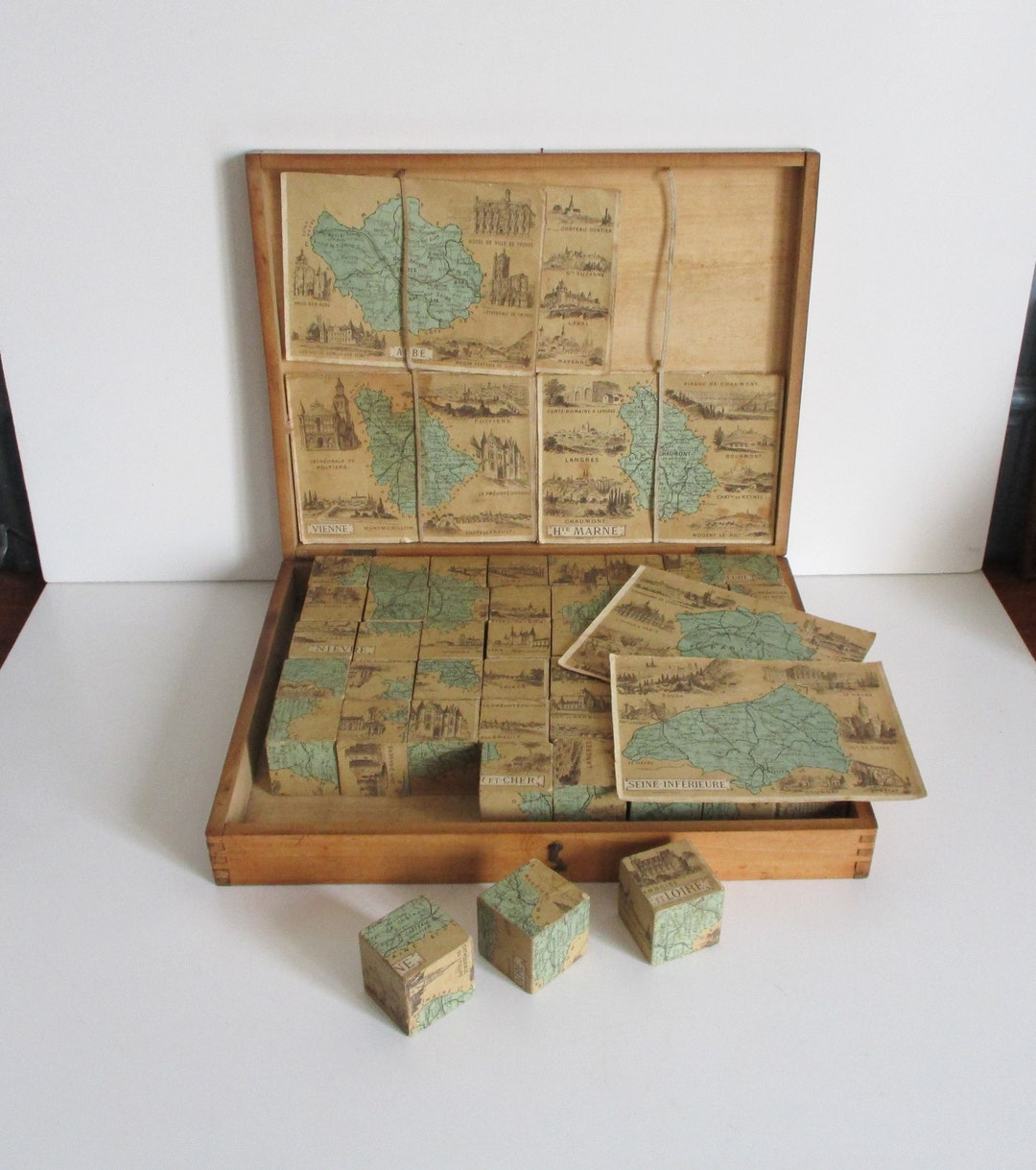 RARE Antique French Wooden Puzzle Game FRANCE 1880s, Wood 48 Blocks ...
