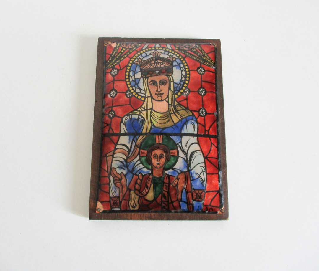 Vintage French Religious Enamel Painting on Copper 1950s, Antique Wall ...