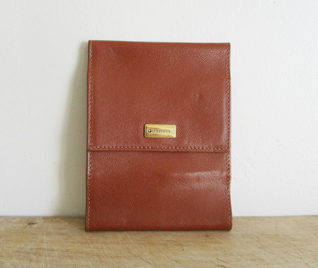 Vintage French Card Paper Holder LE TANNEUR, Brown Leather Wallet ...