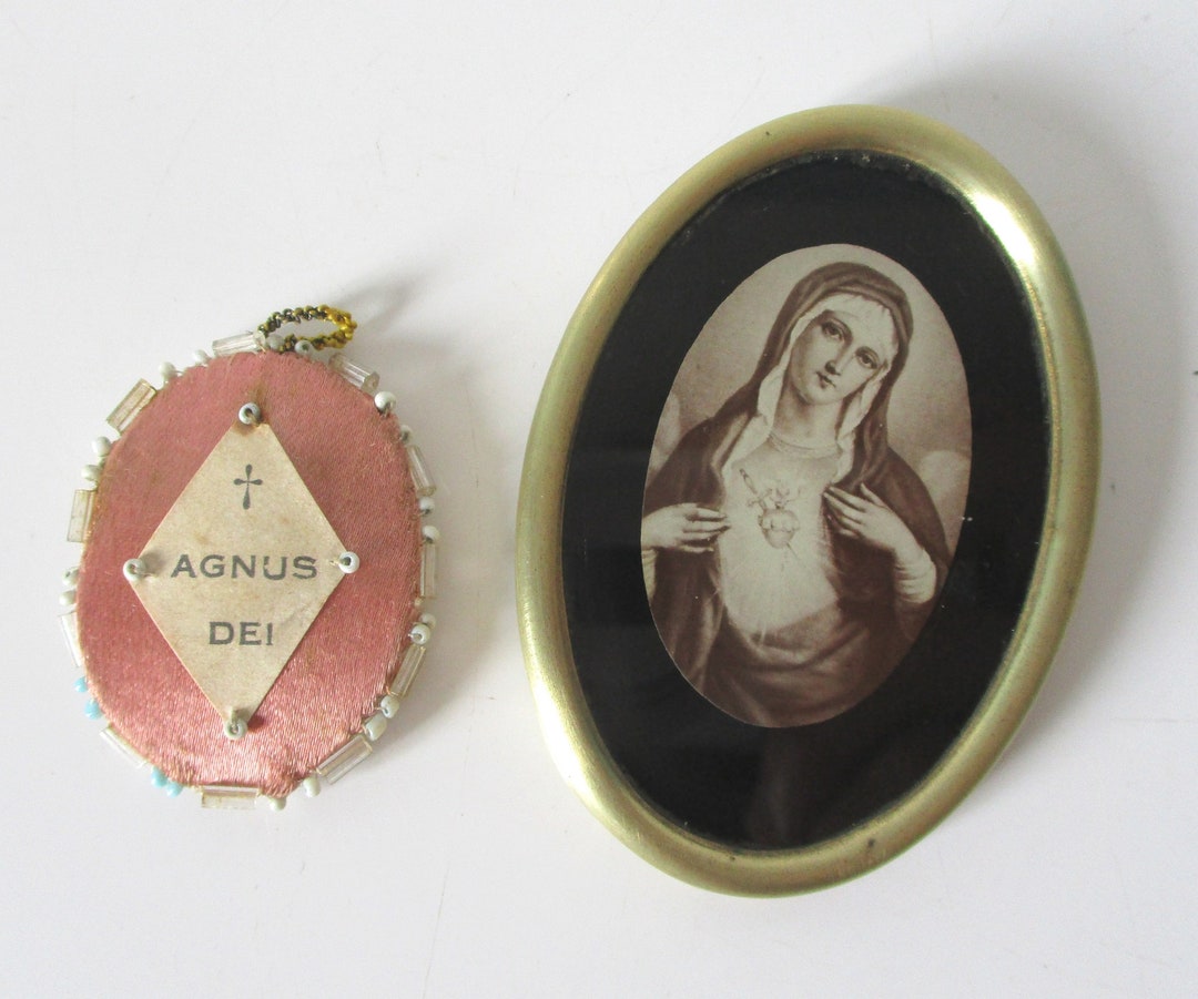 2 Antique French Religious Relics Reliquary Madona Vintage - Etsy
