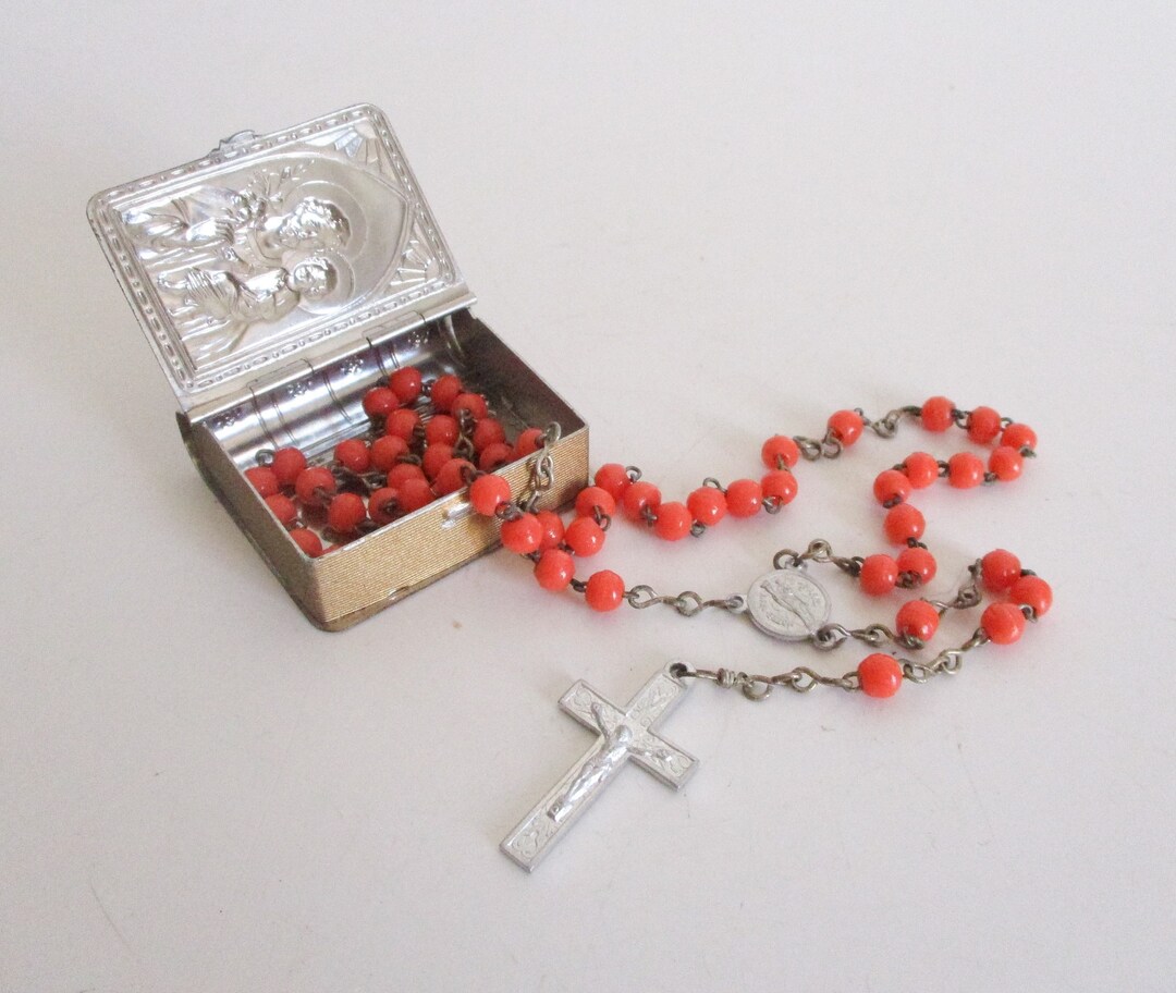 Vintage French Reliquary Rosary and Missal Little Box 1950s, Antique ...