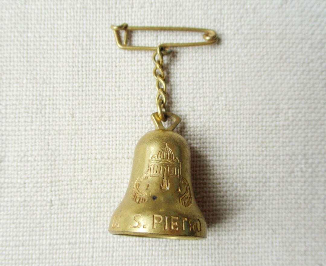 Vintage Italian Gold Plated Bell Charm Pendant 1950s, St Peter's ...