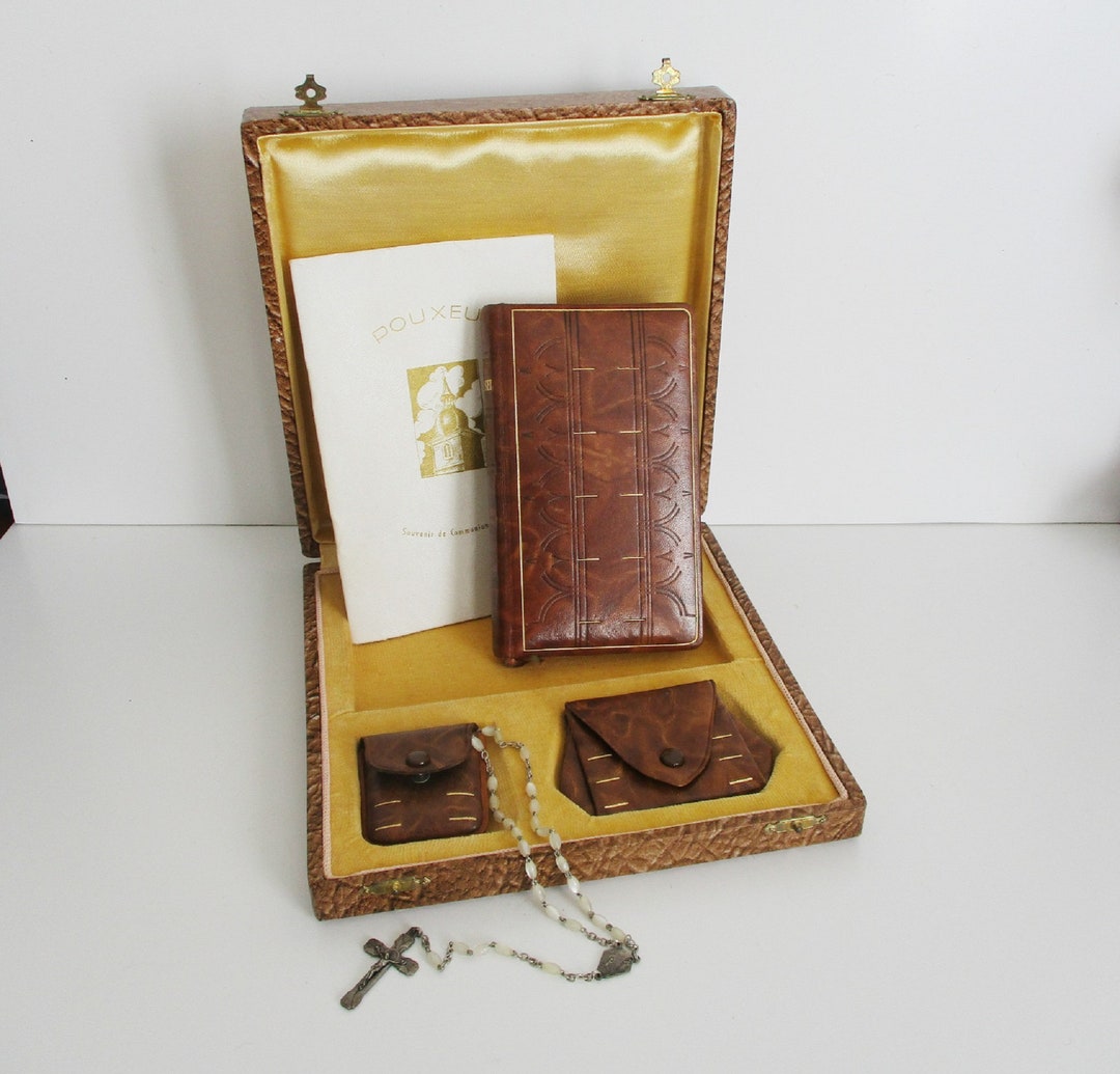 Antique French Missal Rosary Set, 1950s, Religious Book Medal Cross ...