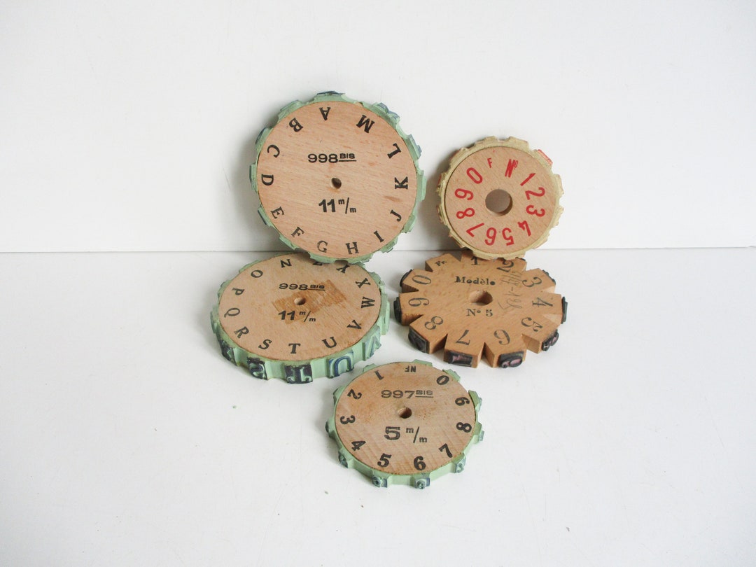 5 Antique French Rubber Stamps 1940s, Vintage Stamp Letters Numbers ...