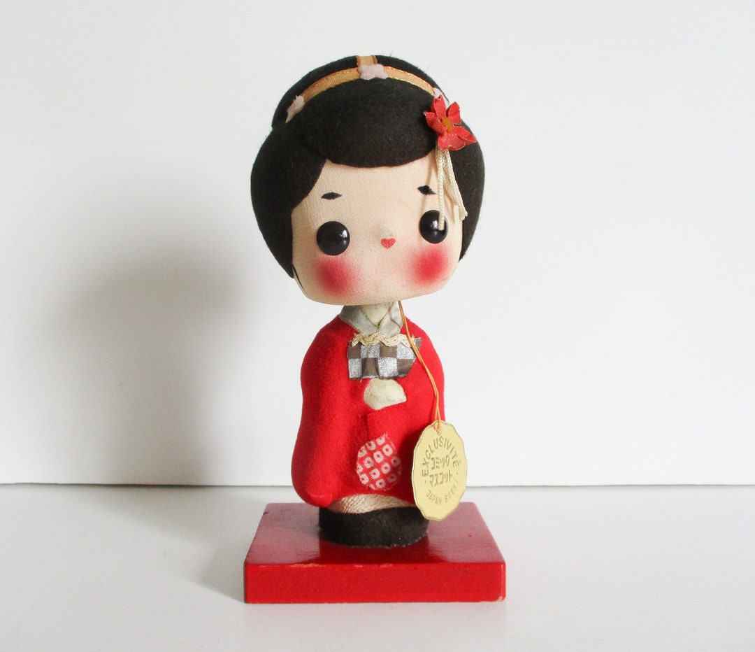 Vintage Japanese Doll Bobble Head 1950s Antique Fabric Nesting Doll ...