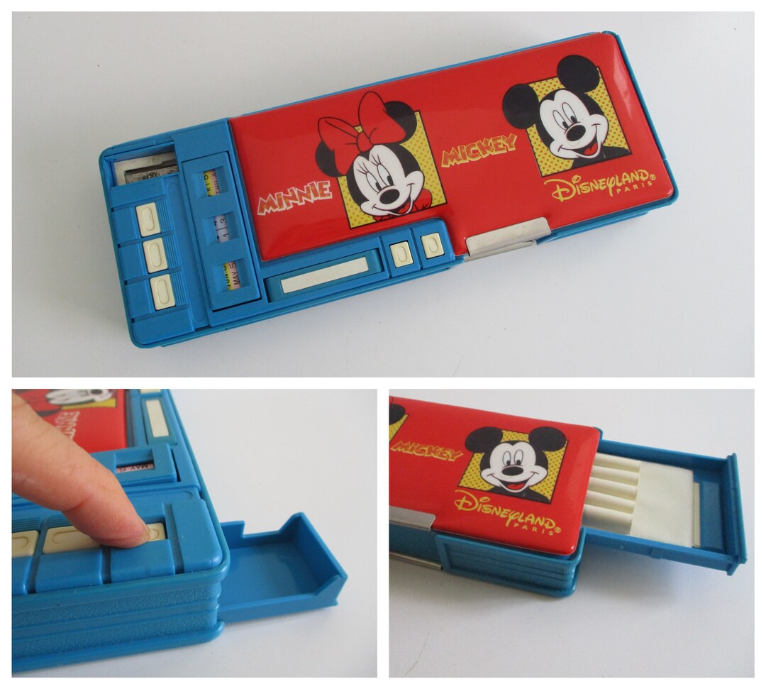 Vintage DISNEY Mickey Minnie Multi Function Mechanical Button Pencil ...