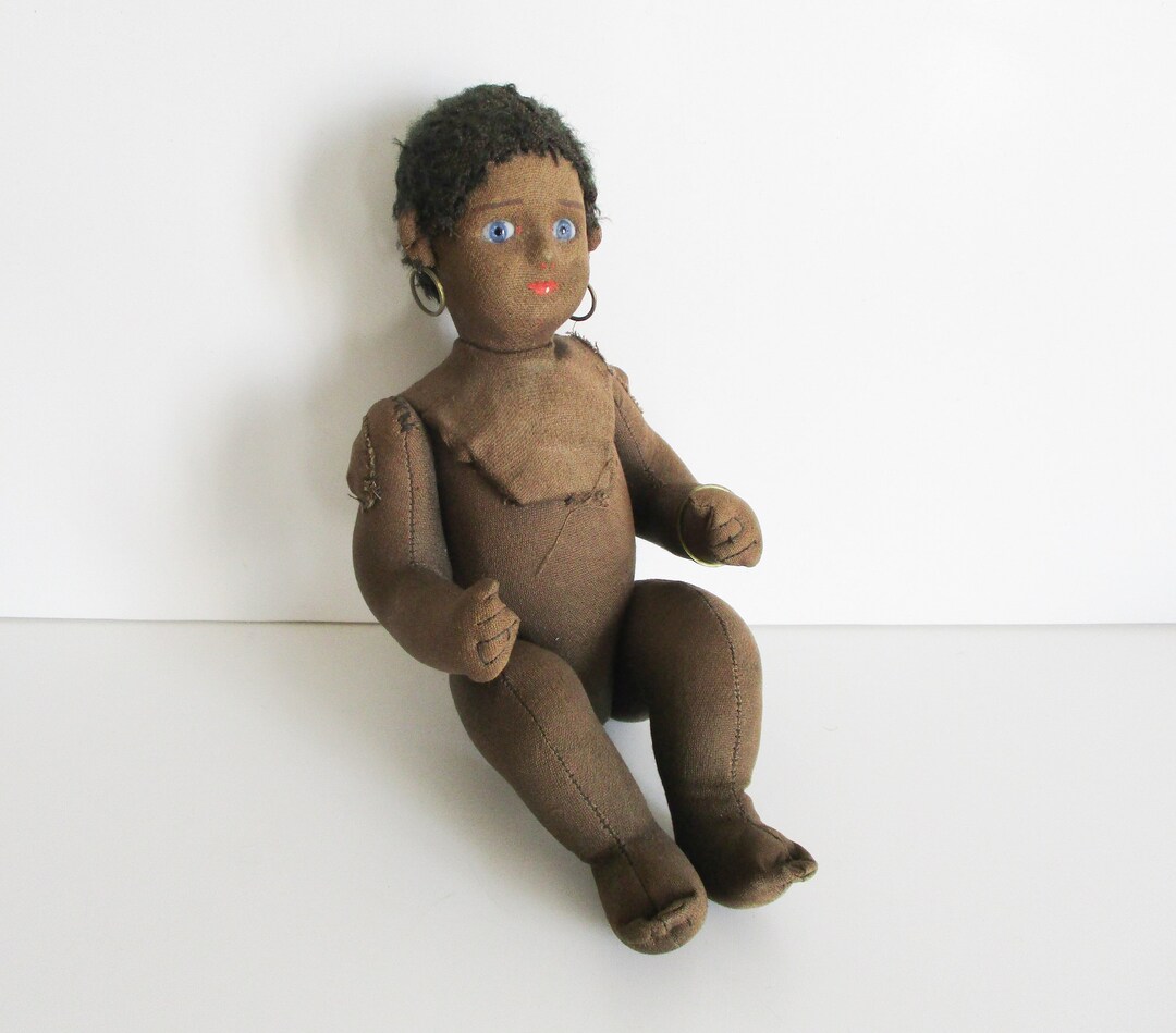 Antique Primitive Black Doll 1920s Vintage Handmade Fabric - Etsy