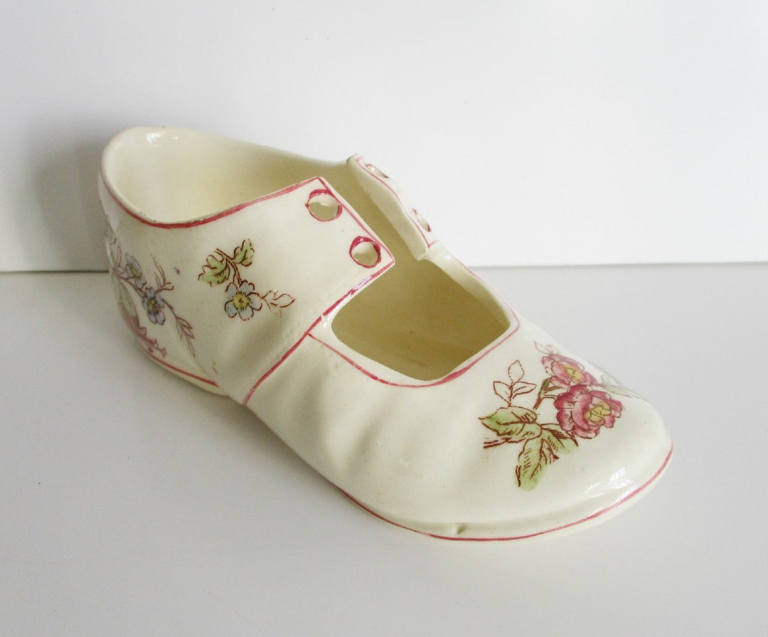 Antique French Ceramic Shoe 1930s, Vintage Transferware Home Decor ...