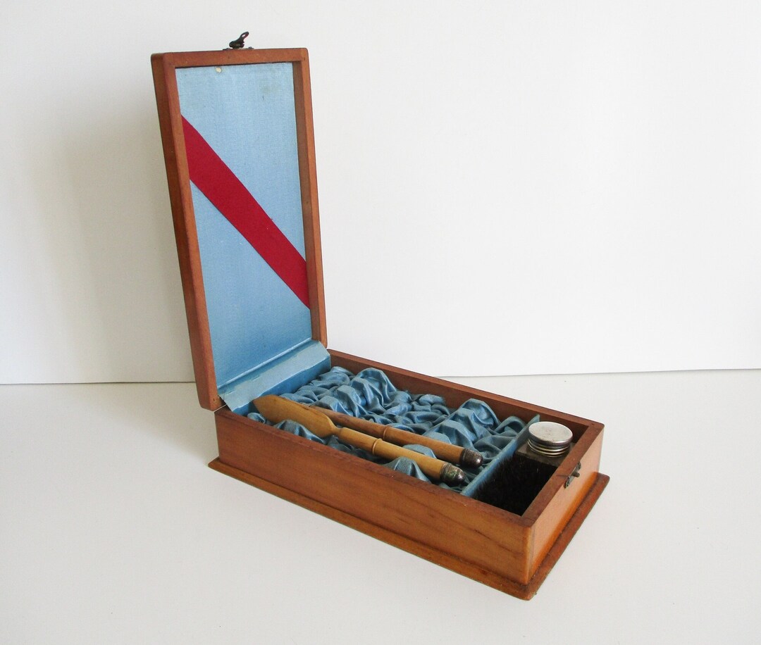 Antique French Writing Set Pencil Box Kit 1900s, Vintage Wooden Case ...