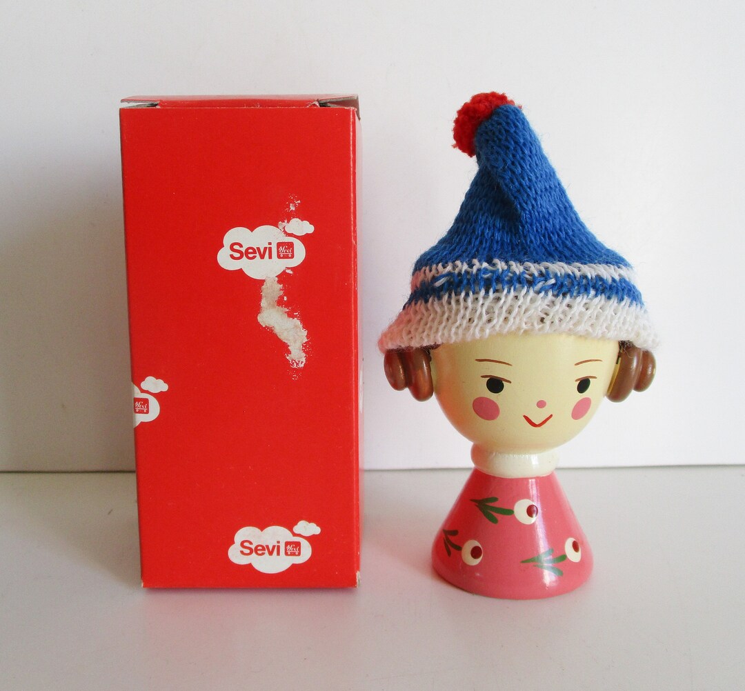 Vintage Italian Wooden Egg Cup SEVI Italy 1960s Original Box and Bonnet ...