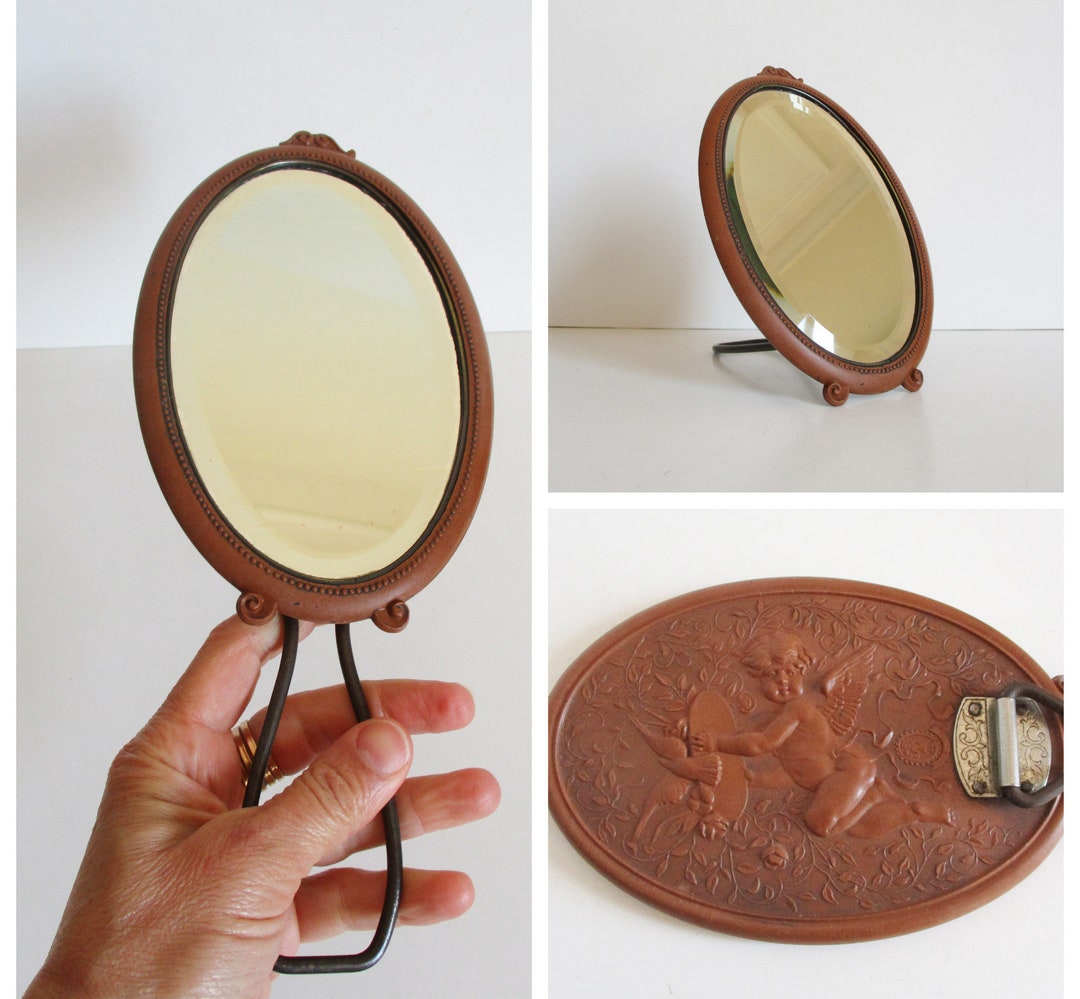 Antique French Bakelite Hand Mirror 1930s Vintage Angel - Etsy